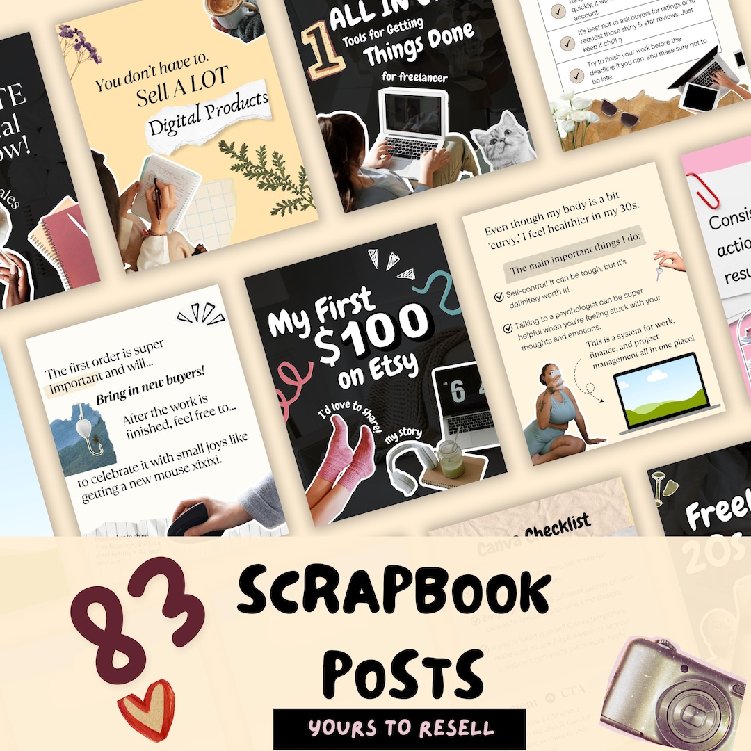 Scrapbook Instagram Carousel Templates: Pink Social Media Kit (canva ...