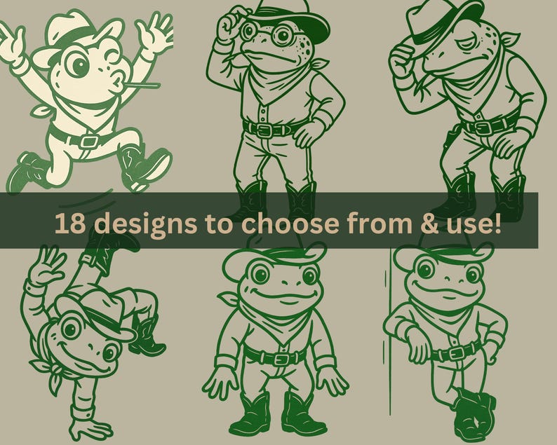 Vintage Cowboy Frog Illustrations: Retro Art PNG + Canva Bundle - Etsy