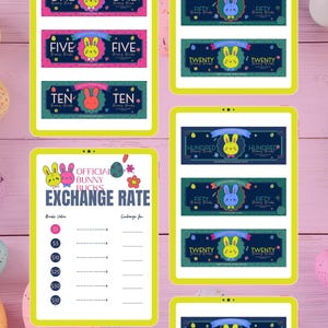 Neon Bunny Bucks Printable Easter Play Money | Kids Reward Coupons ...