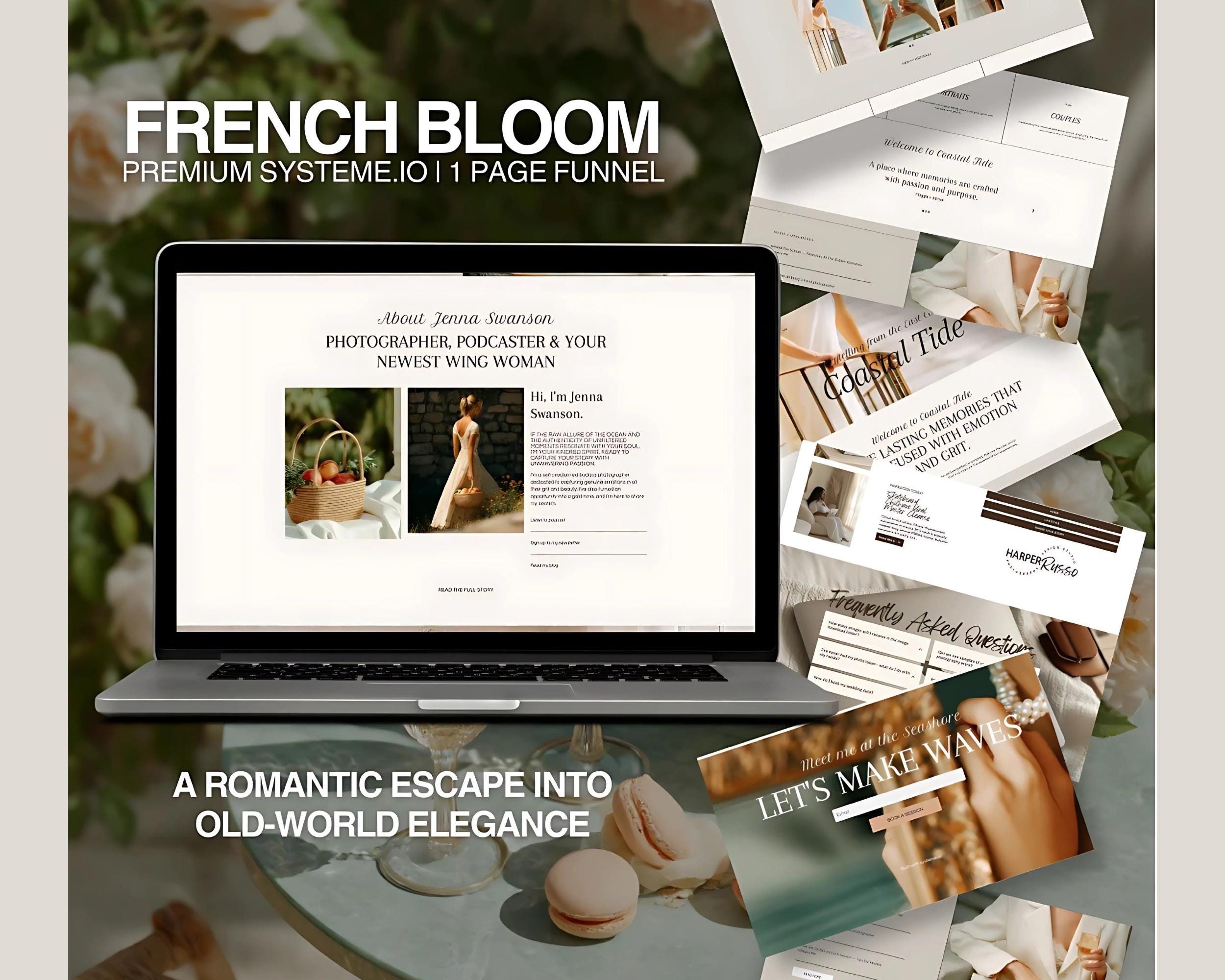 French Bloom Canva Funnel Template: Parisian Website Design (PLR MRR ...