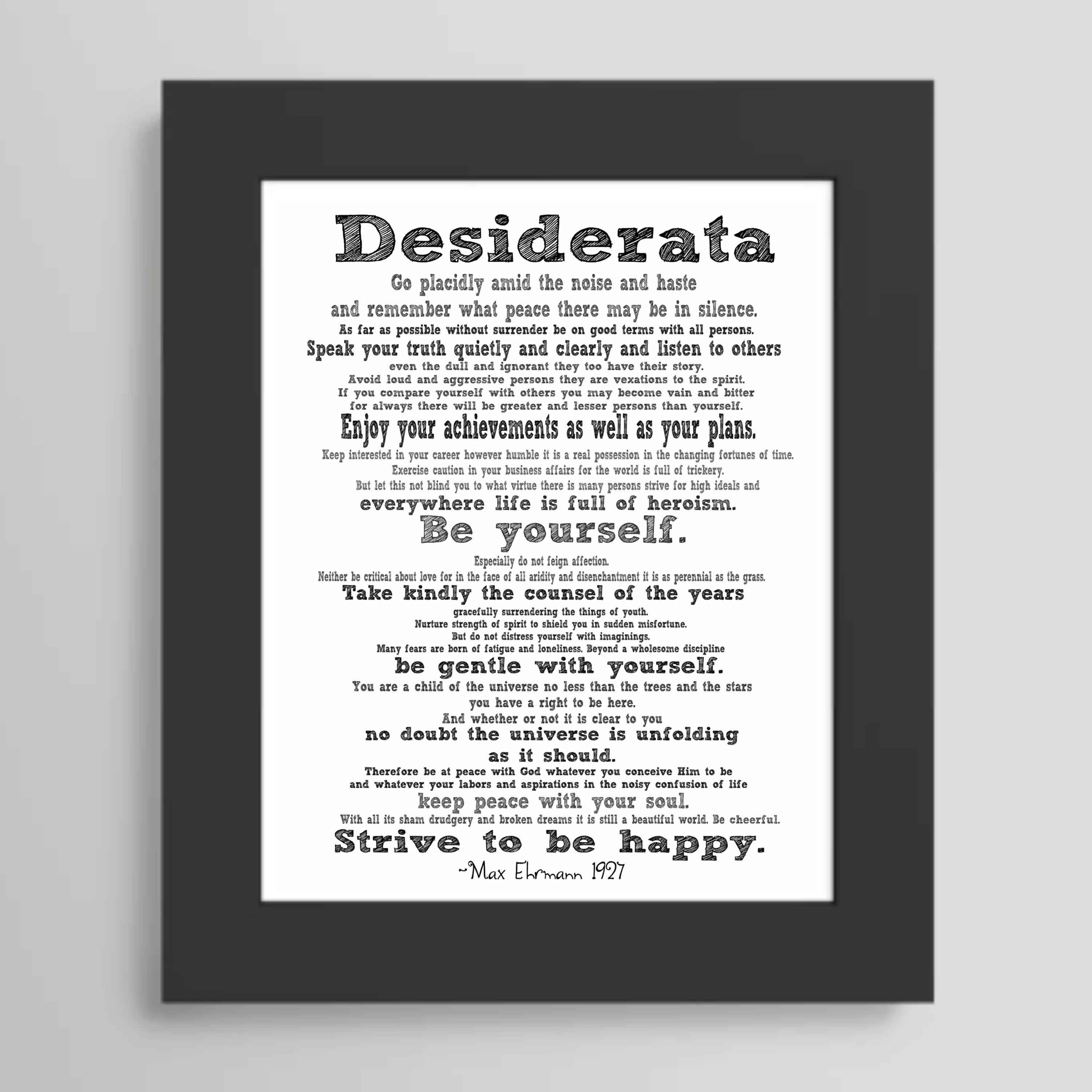 Desiderata Poem Print | Inspirational Poetry Wall Art | Digital ...