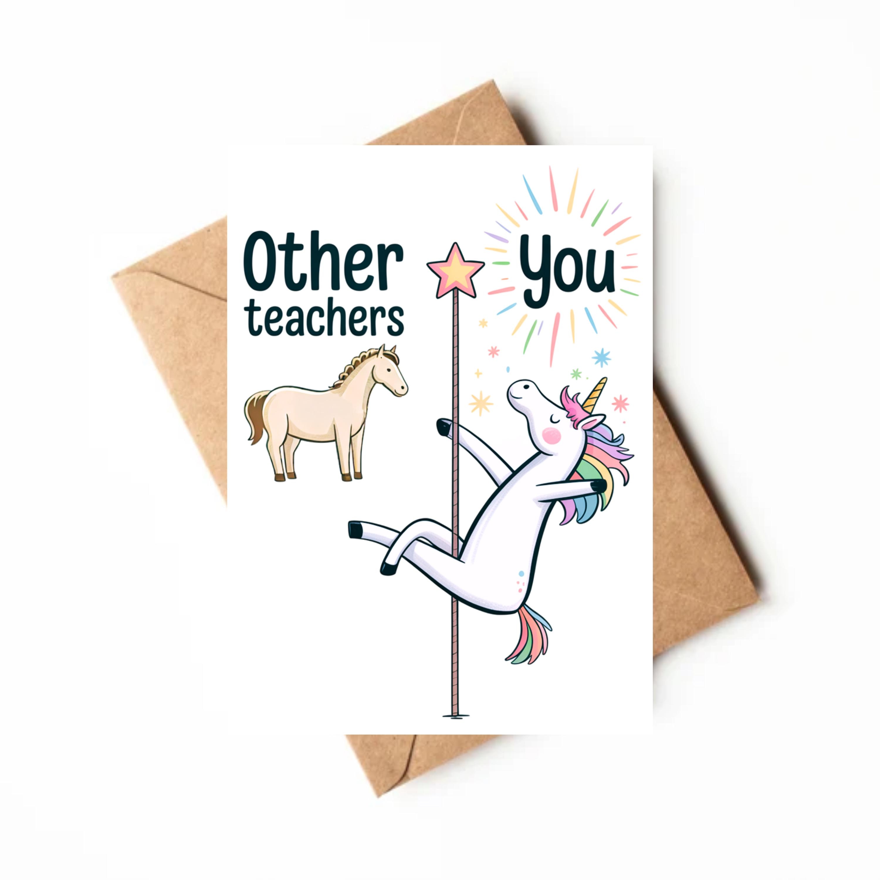 Funny Printable Teacher Card | Unicorn Digital Download | Greeting Card ...