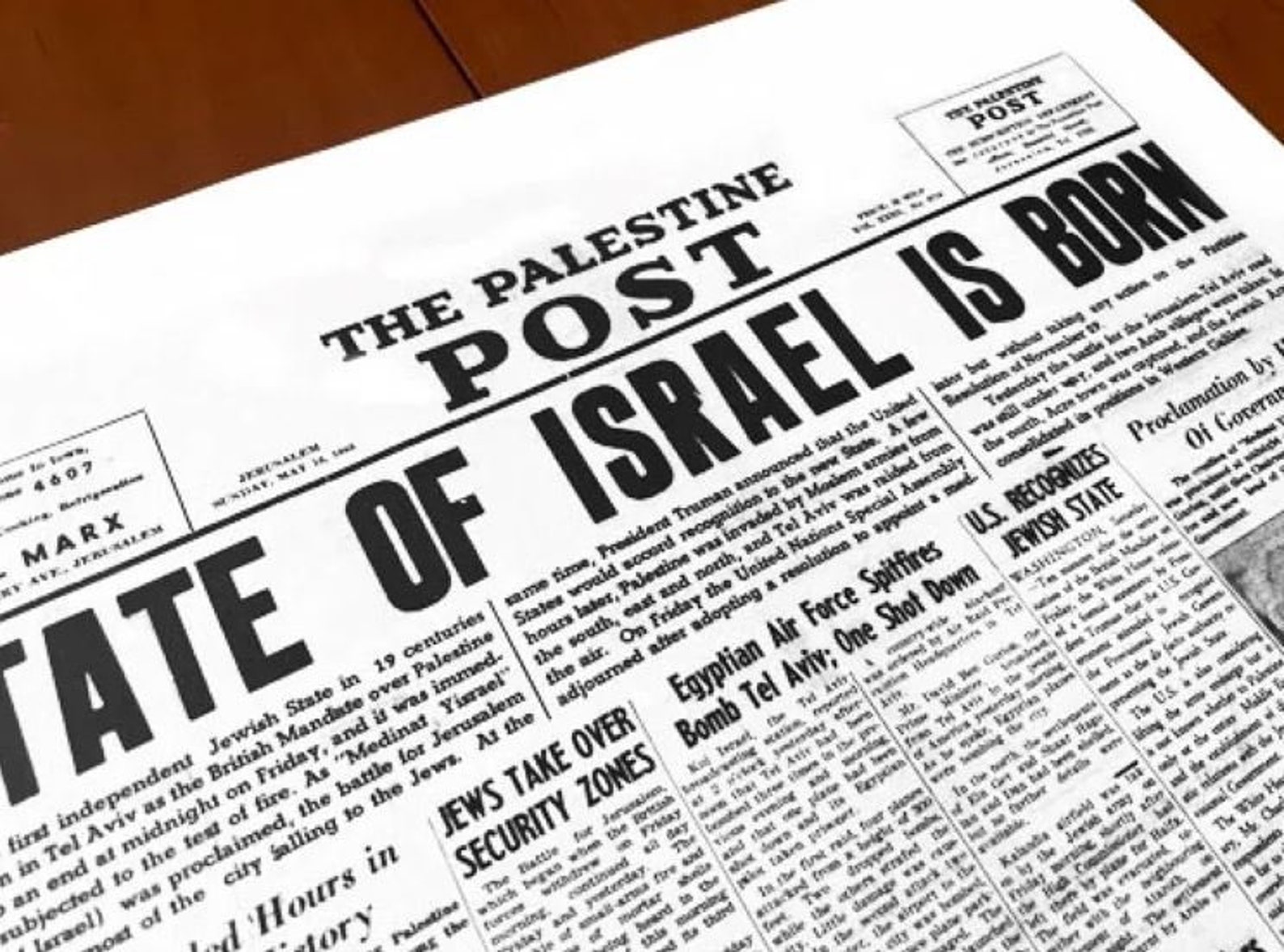 1948 Jerusalem Post "palestine" the State of Israel is Born Rare Poster ...