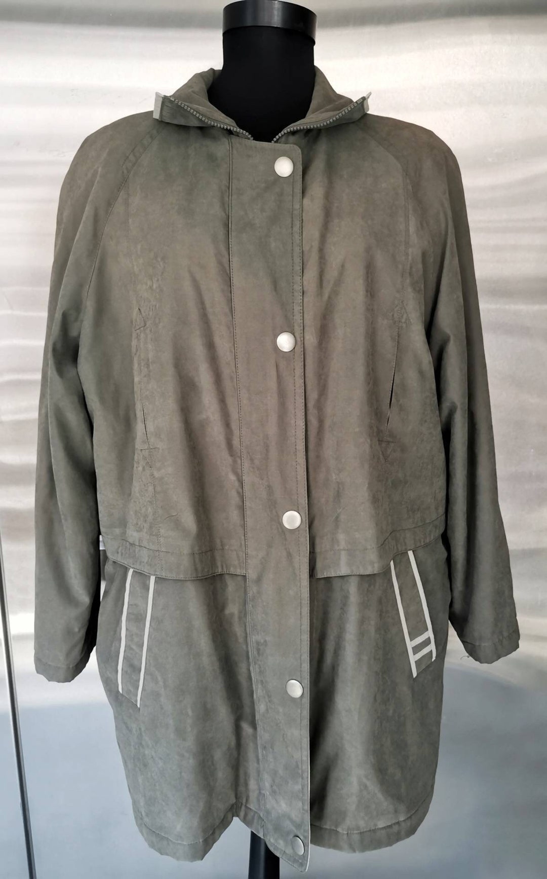 Khaki Parka Anorak Khaki Green Beige 90's Jacket Unisex Vintage Spring ...