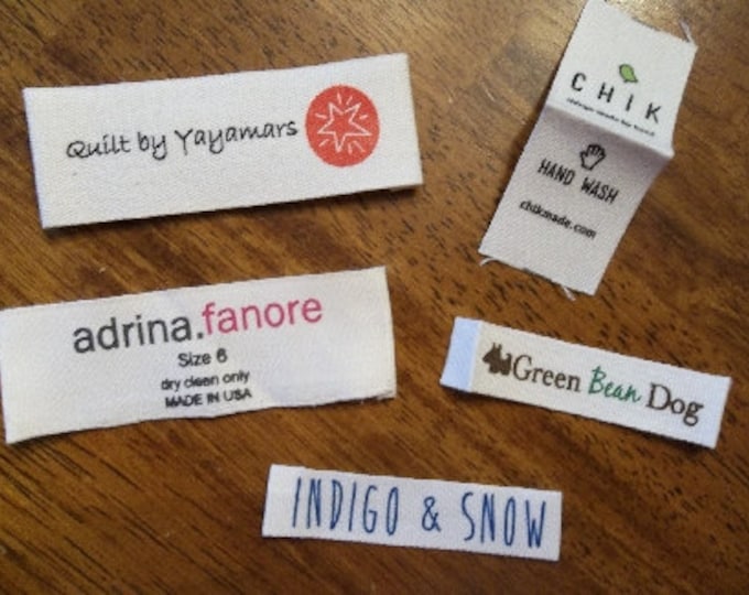 100 Cotton Labels-1.5 or 2 Width White or Natural Cotton Twill Printed ...