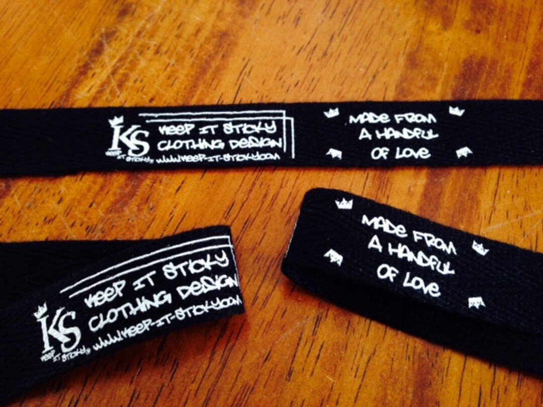 1000 Black Cotton Twill Printed Clothing Labels Sewing Tags White ...