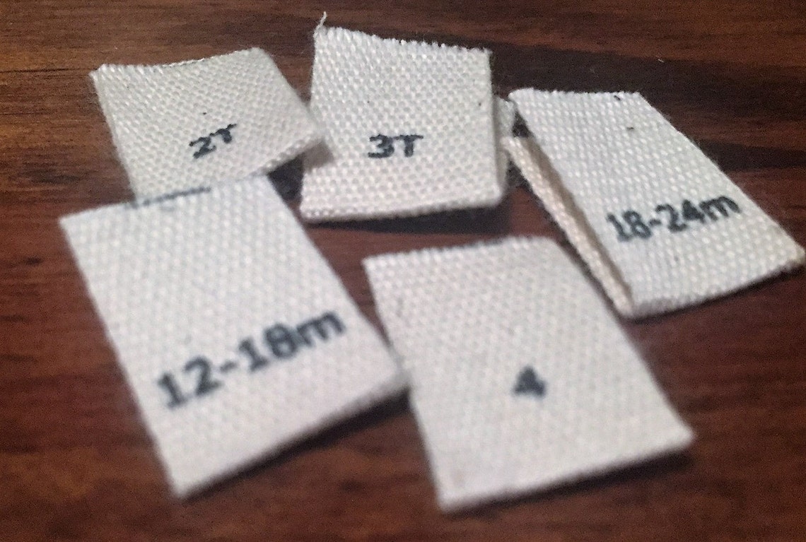 100 Cotton Size Labels White or Natural Cotton Twill Printed | Etsy