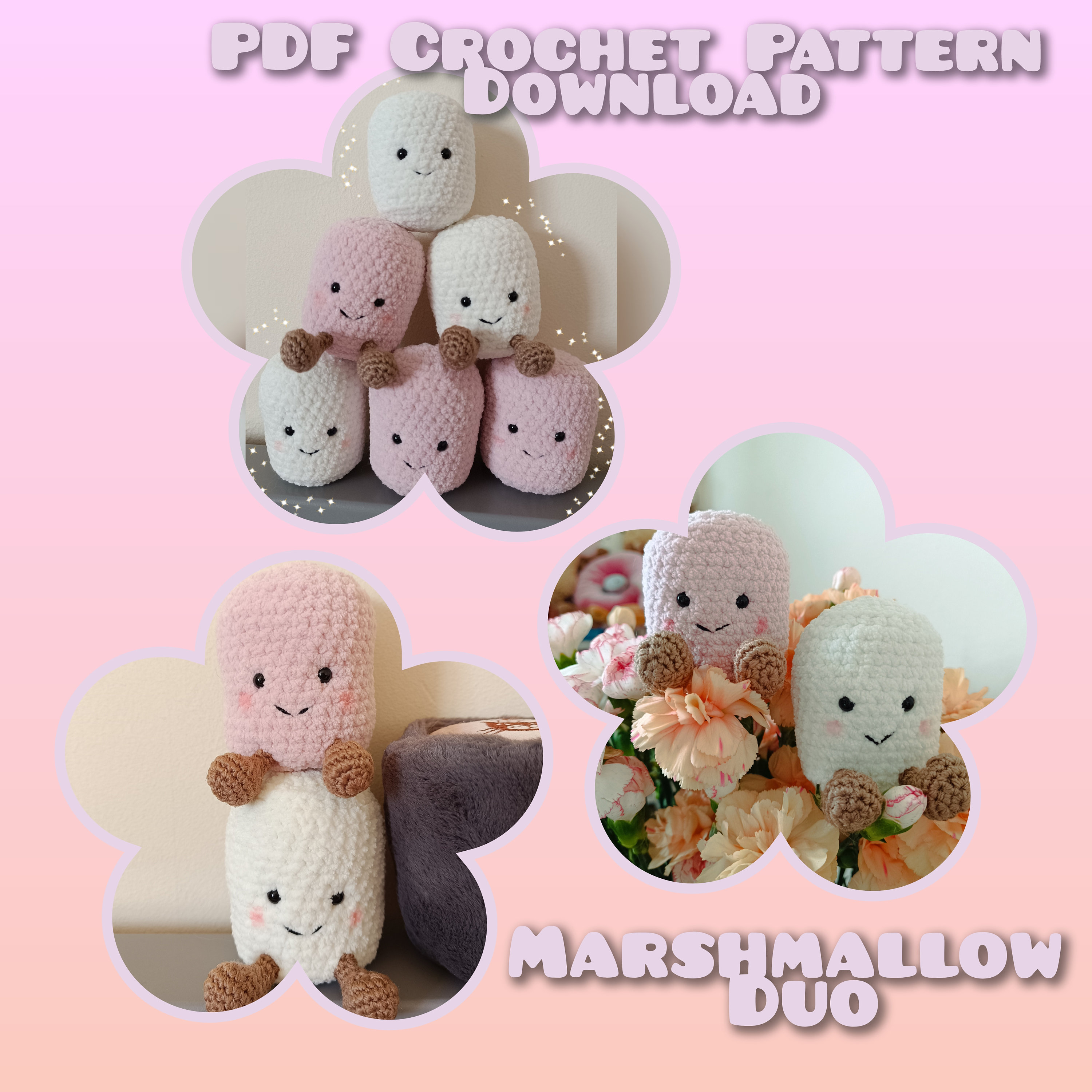 PDF PATTERN DOWNLOAD | Marshmallow Duo Crochet Pattern! Low-sew! - Etsy