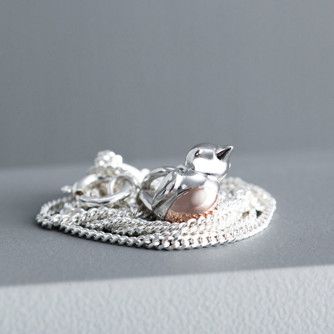 Silver and Rose Gold Robin Necklace - Gift for Her, Remembrance Gift ...