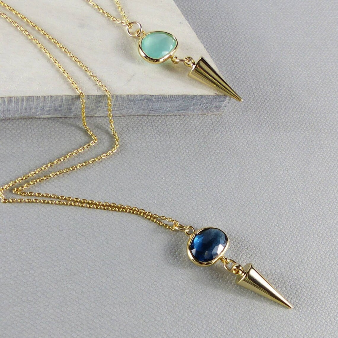 Gold Pendulum Glass Necklace Geometric Pendulum Necklace | Etsy