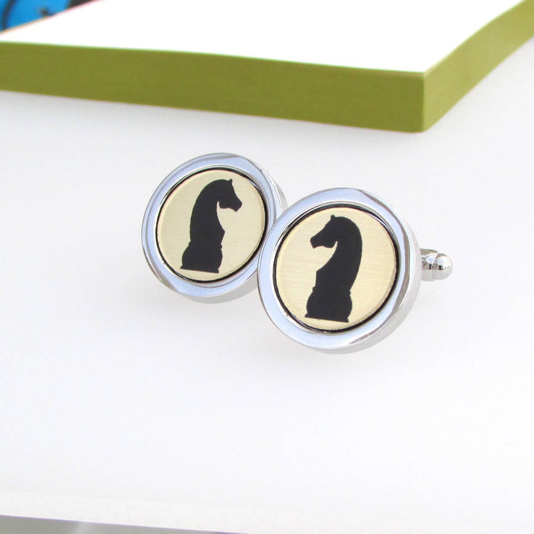 Chess Piece Knight Cufflinks - Silver Cufflinks, Chess Silver Cufflinks ...