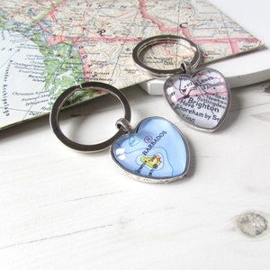 Personalized Location Map Heart Keyring - World Map Keychain ...