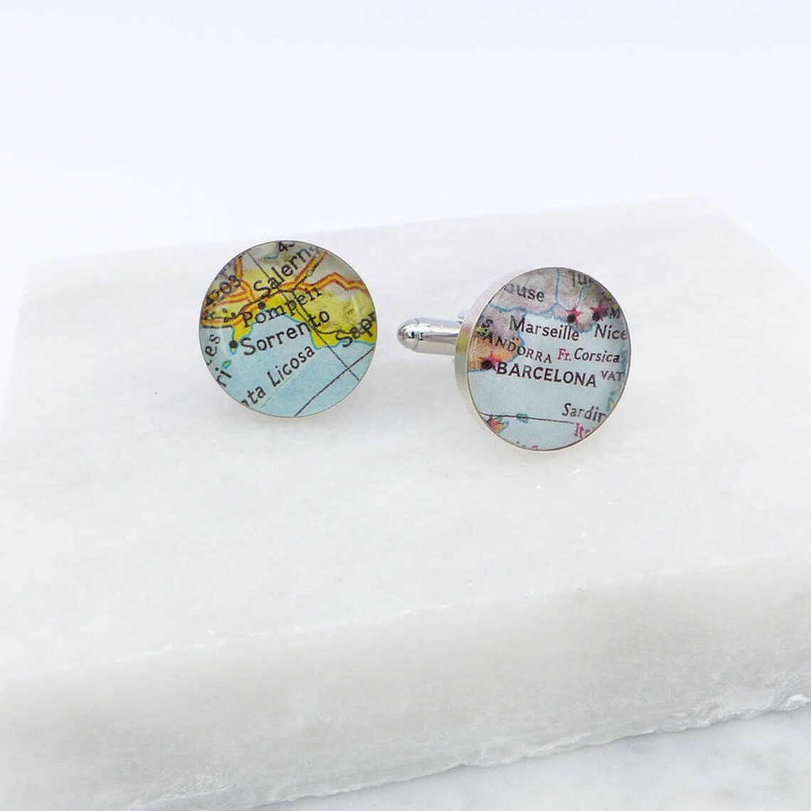 Personalized Sterling Silver Map Cufflinks Gifts for Men | Etsy