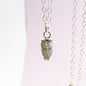 Sterling Silver Tiny Owl Necklace - Small Owl Pendant, Silver Owl ...