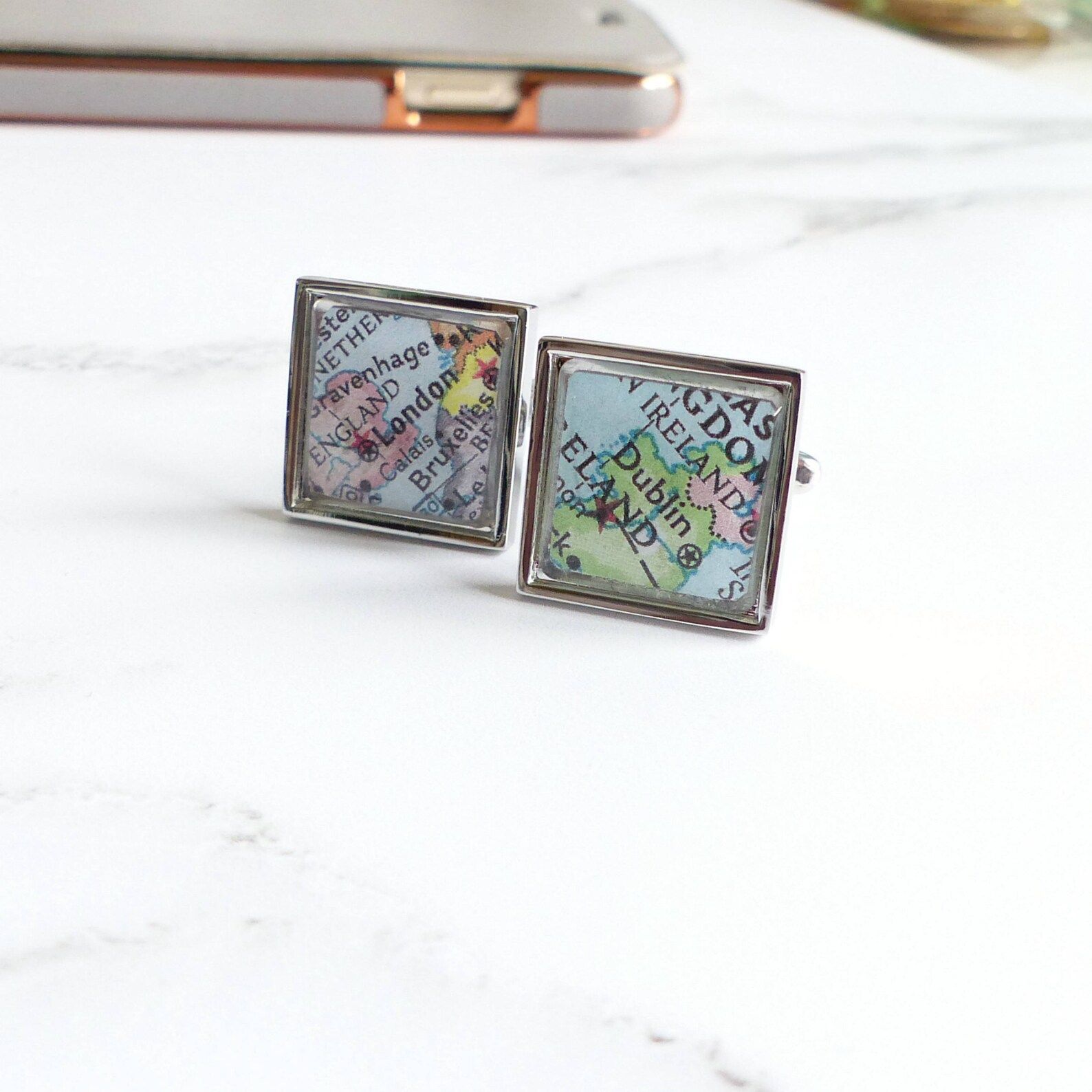 Personalised Map Square Cufflinks Men's Gift Gifts for - Etsy