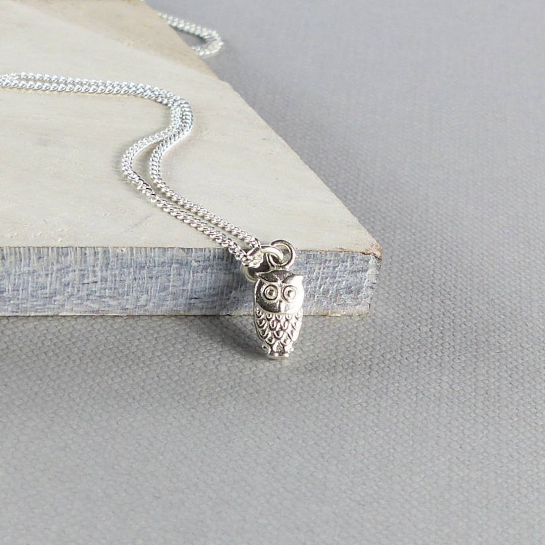 Sterling Silver Tiny Owl Necklace - Small Owl Pendant, Silver Owl ...