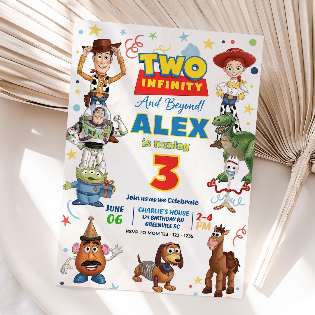 Editable Two Infinity and Beyond Birthday Invitation Template, Toy ...