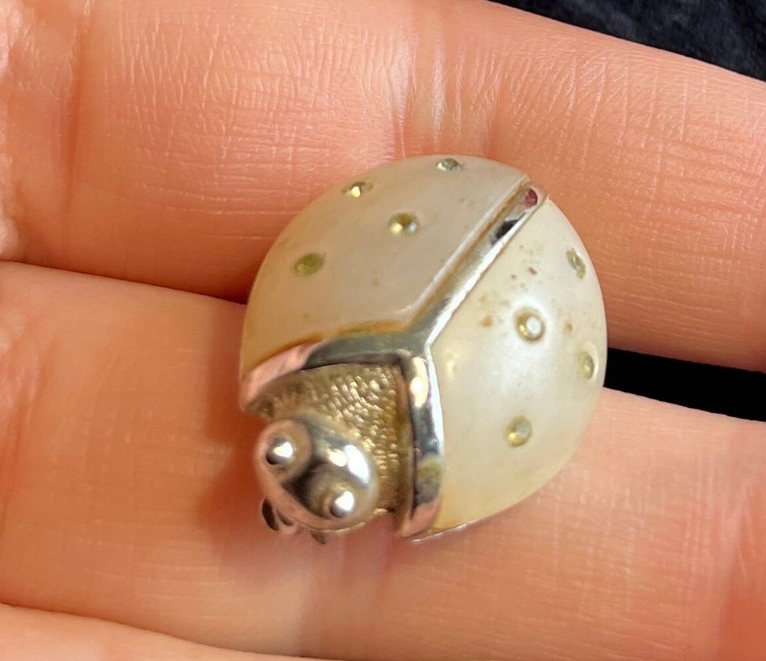 Vintage Avon Brooch Jewelry Signed Silver White Ladybug Beetle 1970 ...