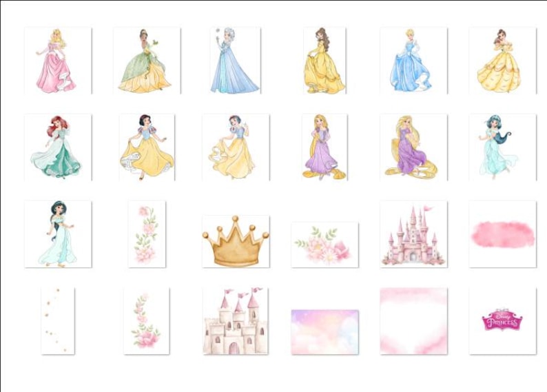 Princess Watercolor Clipart PNG Bundle (digital Download) - Etsy
