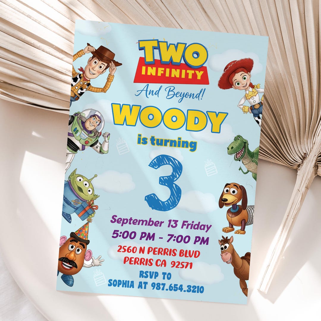 Editable Two Infinity and Beyond Birthday Invitation Template, Toy ...