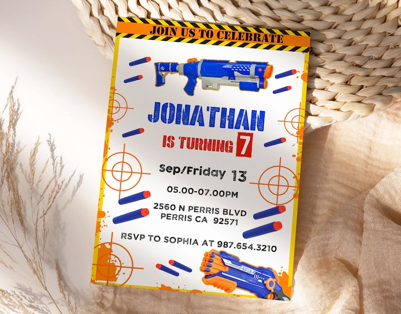 Editable Nerf Birthday Invitation Template (digital) - Etsy