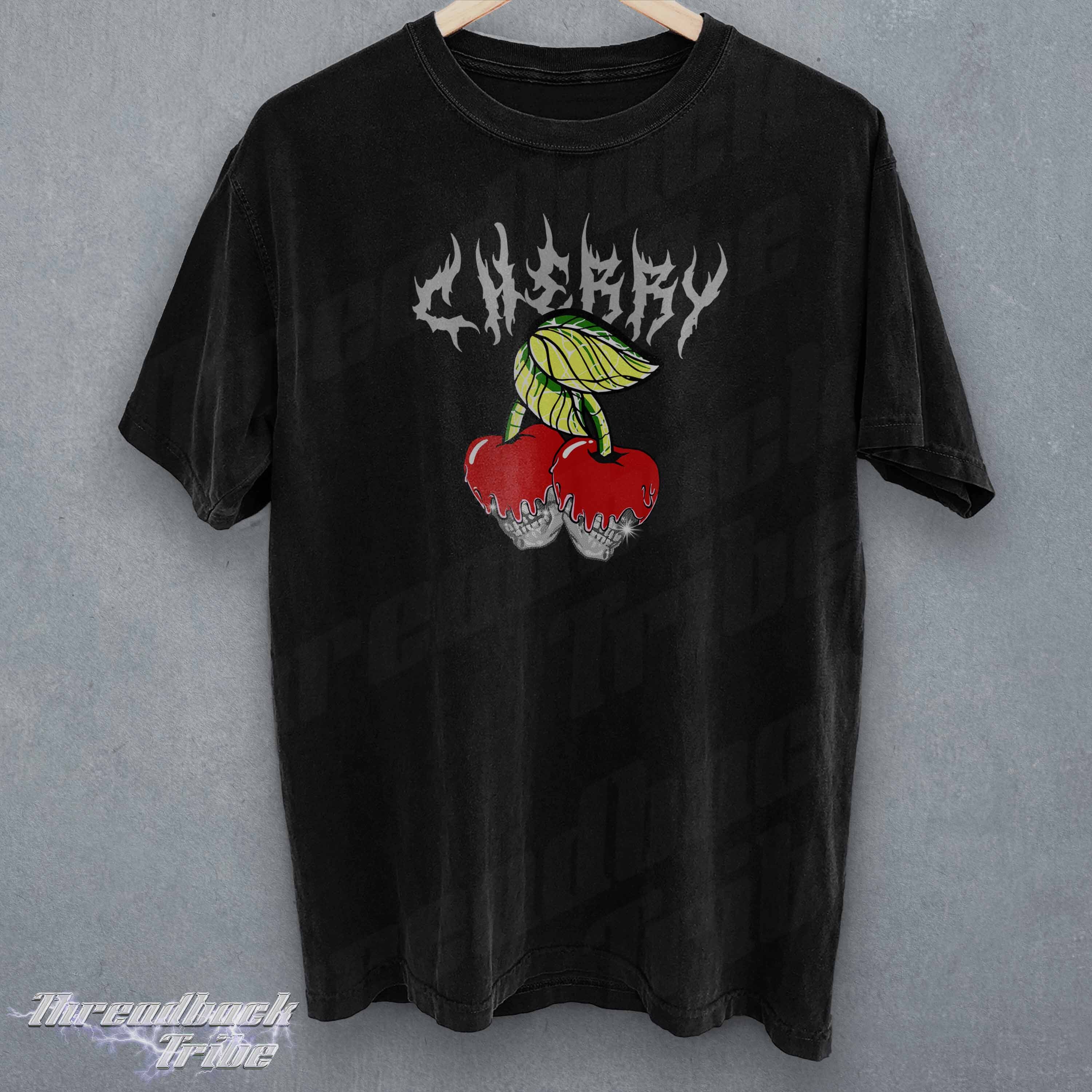 Vintage Goth Style Cherry Top 90s Graphic T-shirt, Punk Rock Oversized ...