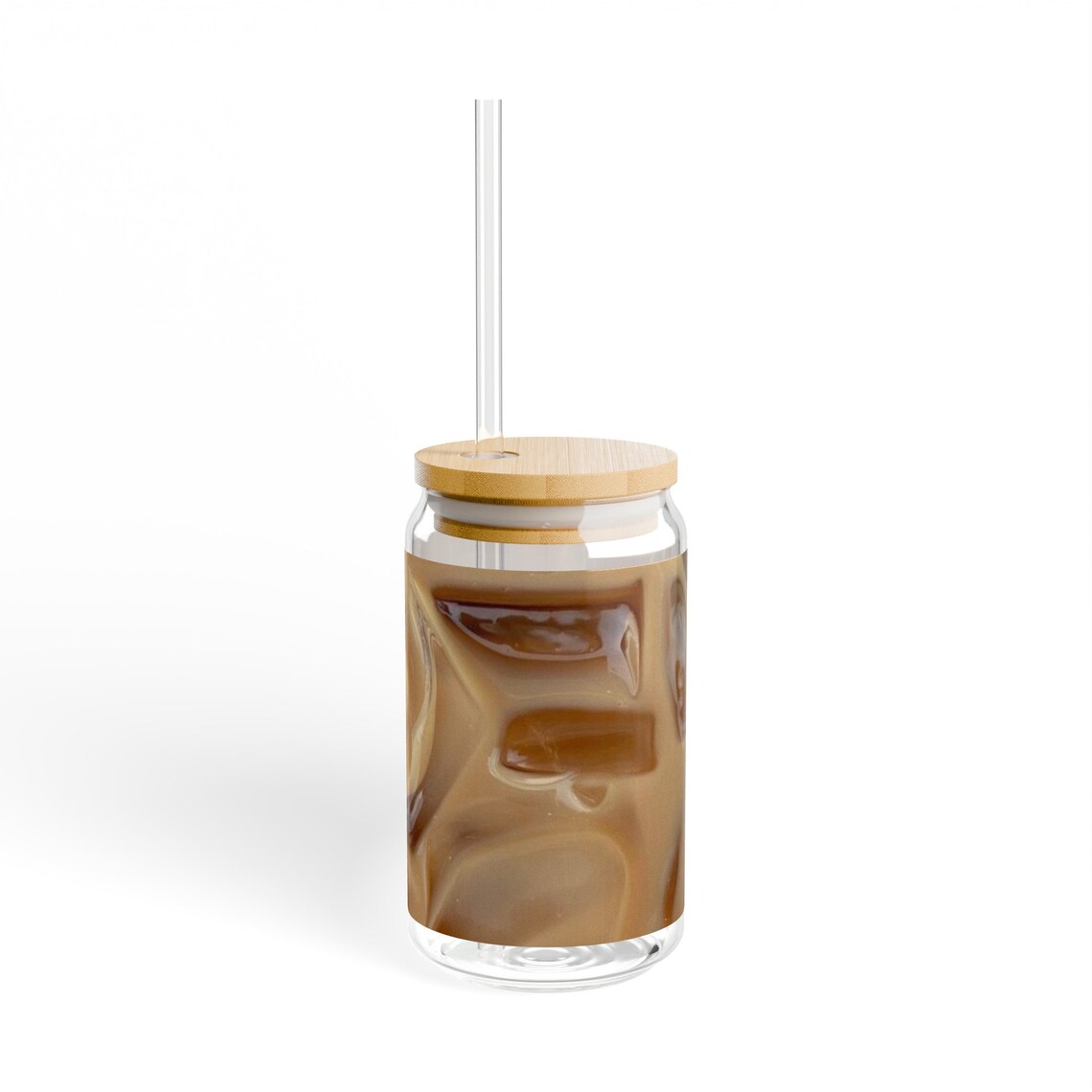 Ice Latte Sipper Glass, Clear Coffee Design 16oz Soda Can, Tumbler ...