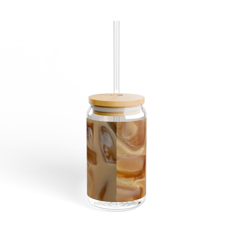 Ice Latte Sipper Glass, Clear Coffee Design 16oz Soda Can, Tumbler ...
