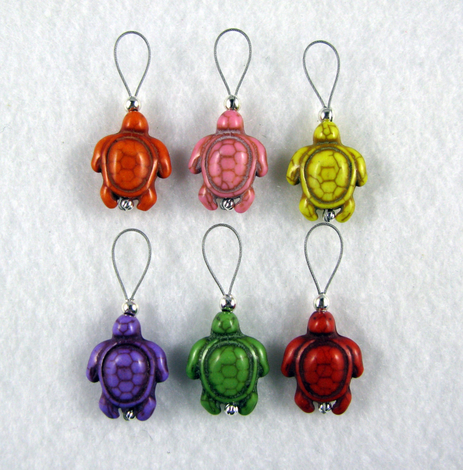 Multi-colored Howlite Turtles Stitch Markers Set of 6 US - Etsy