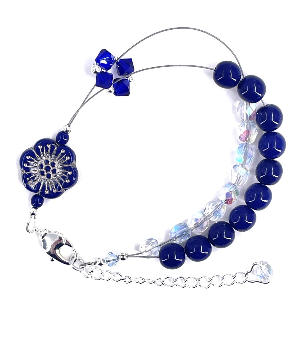 Cobalt Blue Flower Abacus Row Counting Bracelet - Item No. 1453 - Etsy