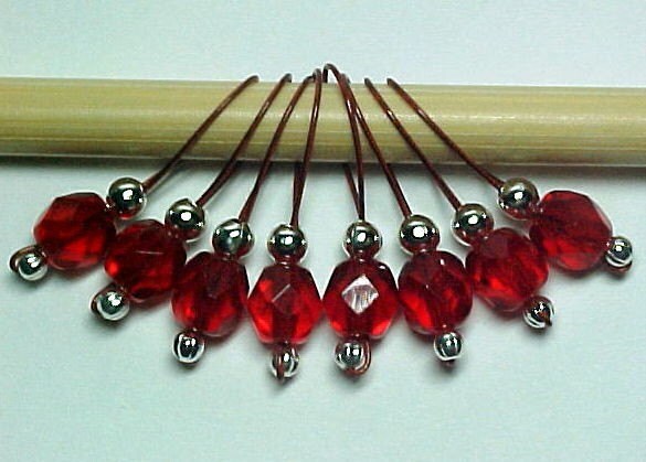 Ruby Red Stitch Markers on Brick Red Wire US 5 Item No. | Etsy