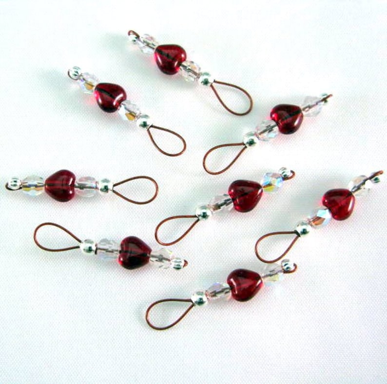 Ruby Red Heart Stitch Markers on Brick Red Wire US 10 Item - Etsy