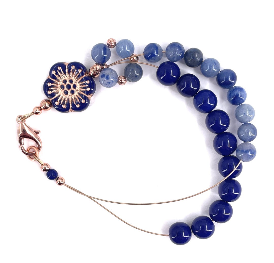Copper Cobalt Blue Flower Abacus Row Counting Bracelet - Item No. 1455 ...