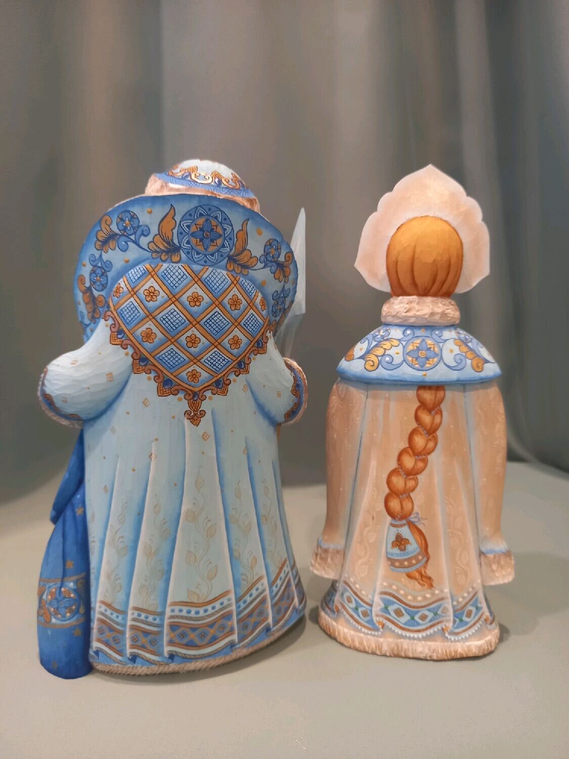 Set of Designer Handmade Carved Figures of Santa Claus and the Snow ...