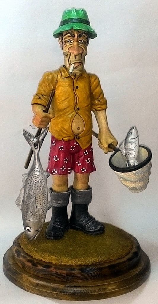 Hand-carved Wooden Figure Fisherman 38cm - Etsy