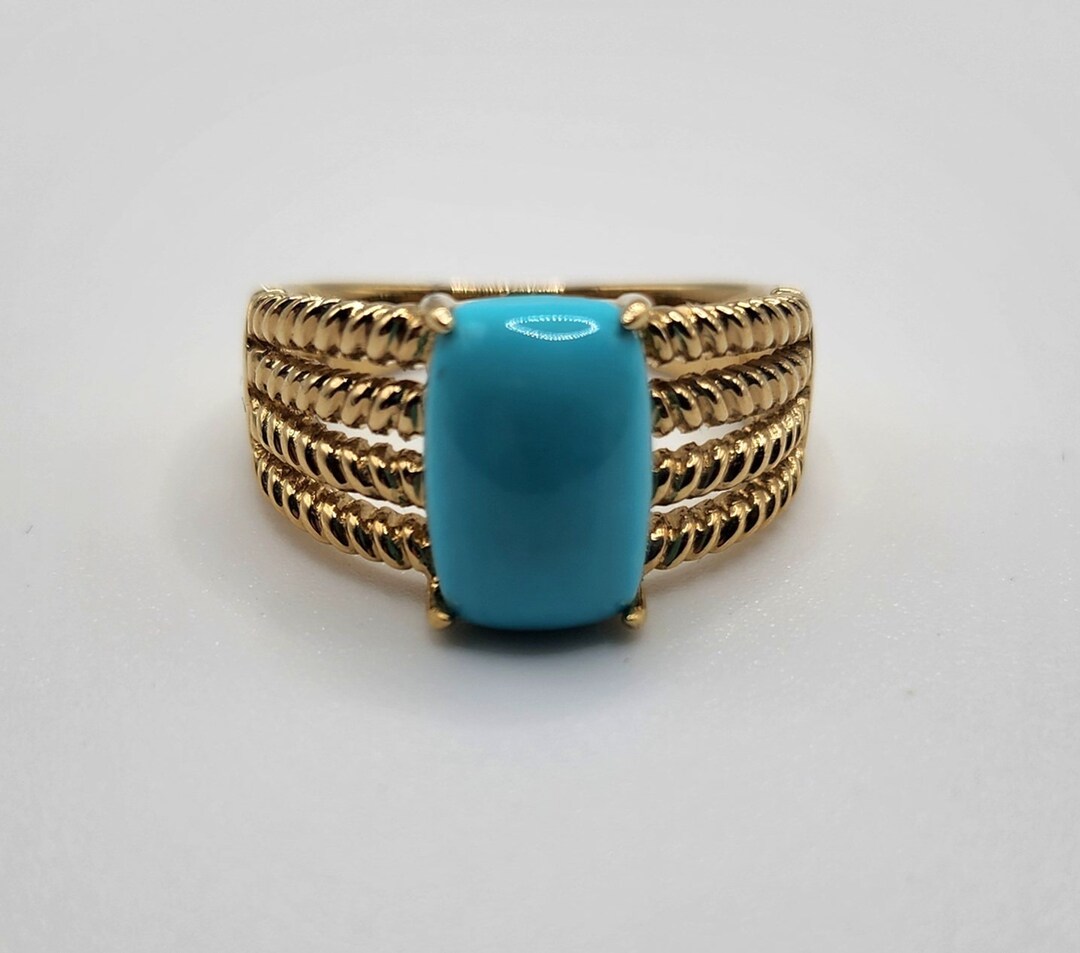 QVC Sleeping Beauty Turquoise Sterling Silver Ring Sz 9 Rectangular ...