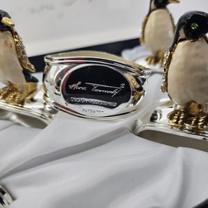 5 Hans Turnwald Bejeweled Penguin Silver-plate Enameled Napkin Rings ...
