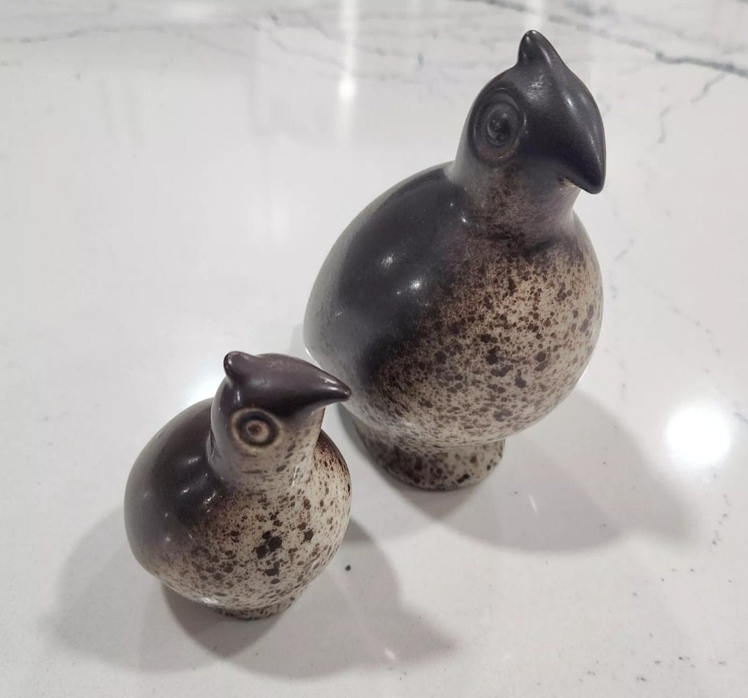 Vintage Howard Pierce Porcelain 2-PC Brown QUAIL Family California Art ...