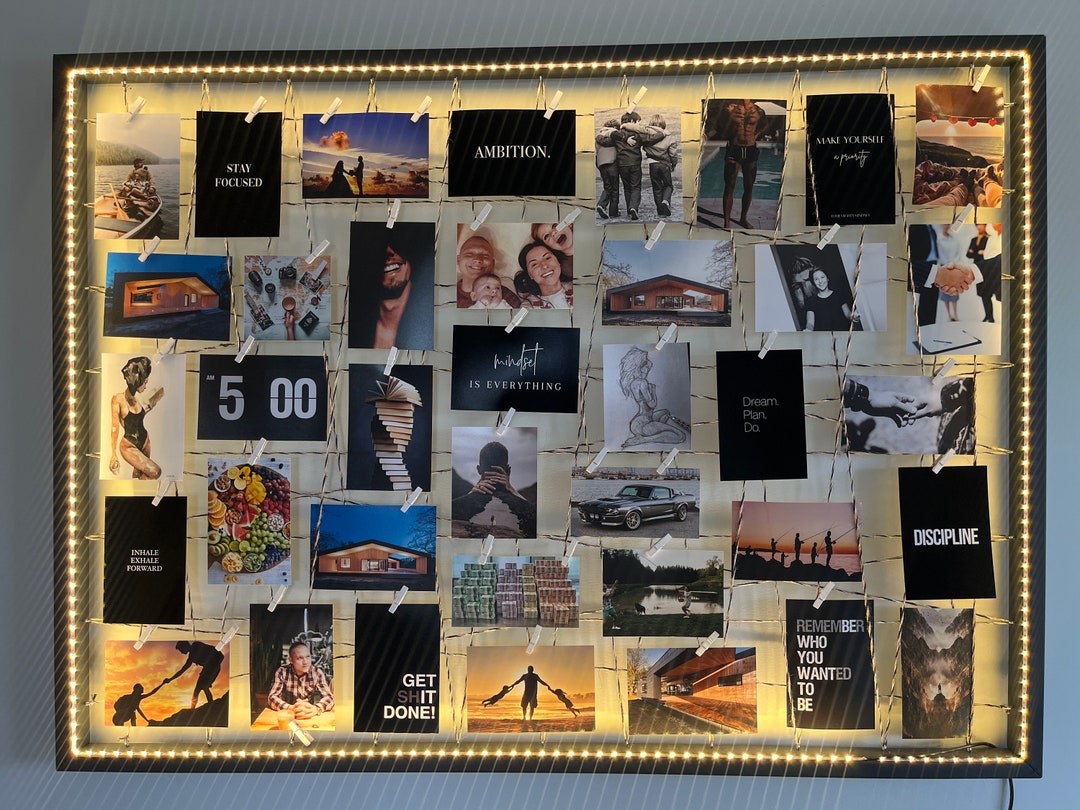 Inspirational LED Vision Board, Birthday Gift, Custom Picture Collage ...