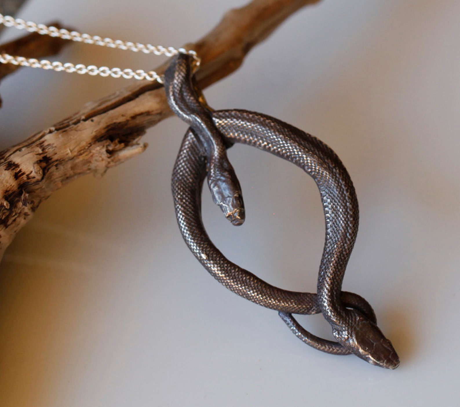 Snake Jewelry Double Snake Pendant Unisex Jewelry Sterling - Etsy