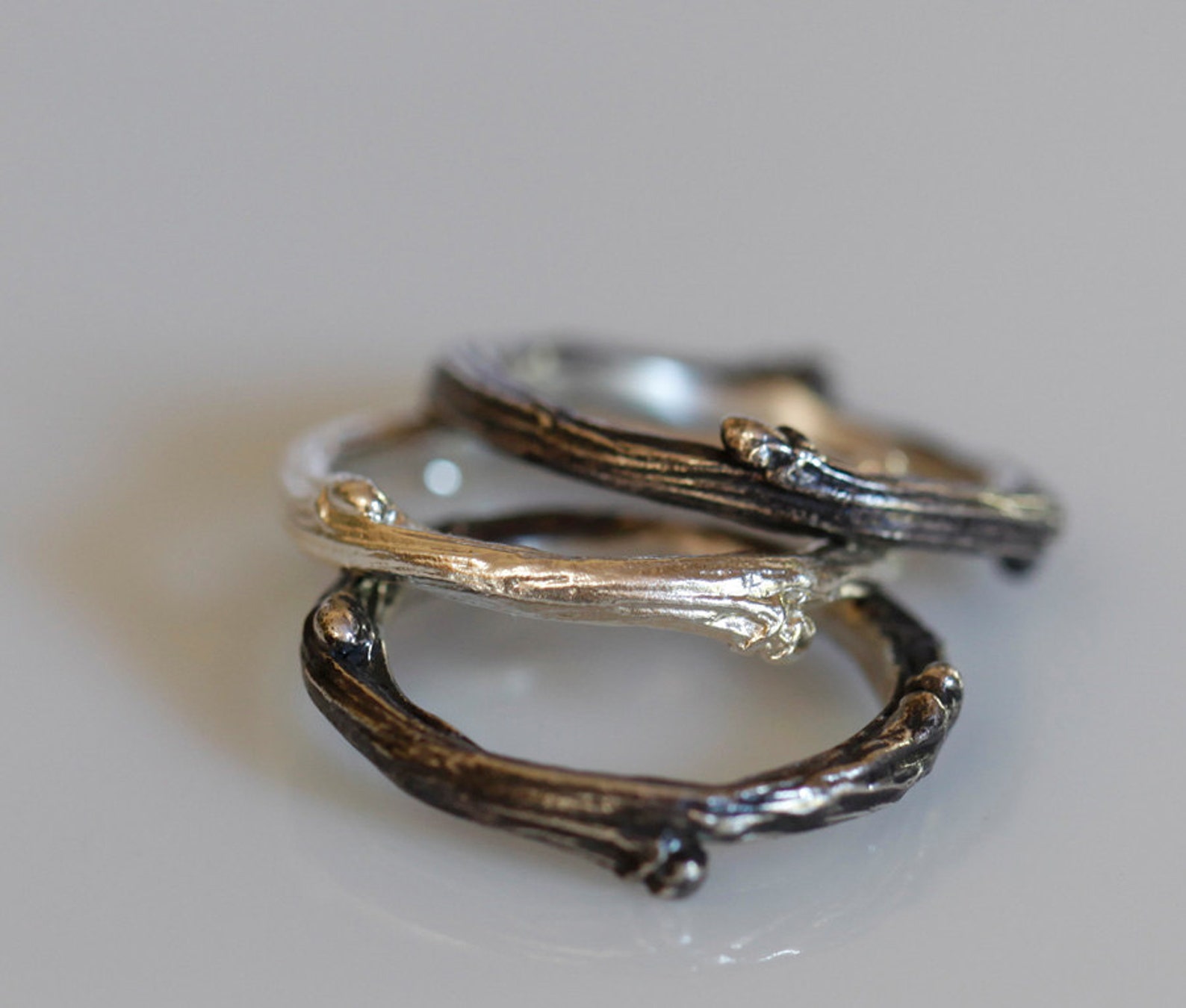 Willow Twig Ring Sterling Silver Stacking Rings Twig - Etsy