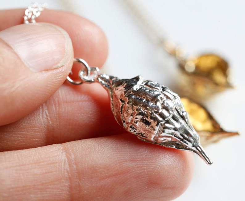 Simple Pod Pendant, Sterling Silver or Brass Necklace, Made to Order ...
