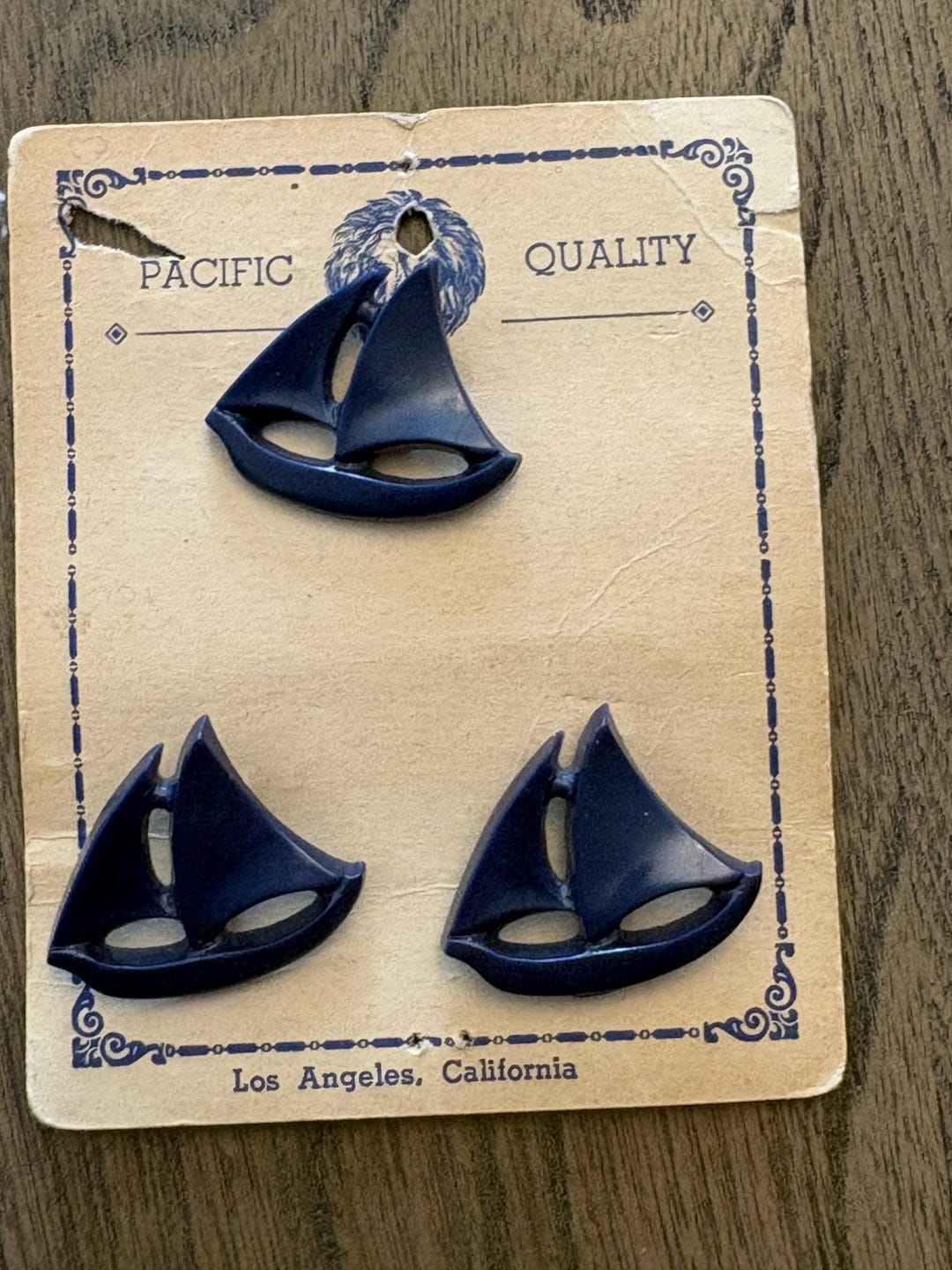 Original Card, Realistic Sail Boat Buttons, 1 Inch, Vintage Novelty Set ...