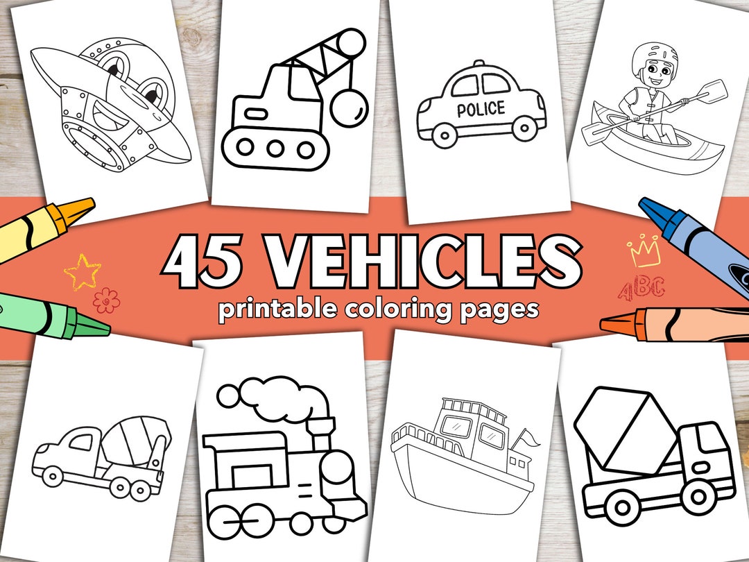 45 Vehicles Coloring Pages for Small Kids Toddlers Preschoolers ...