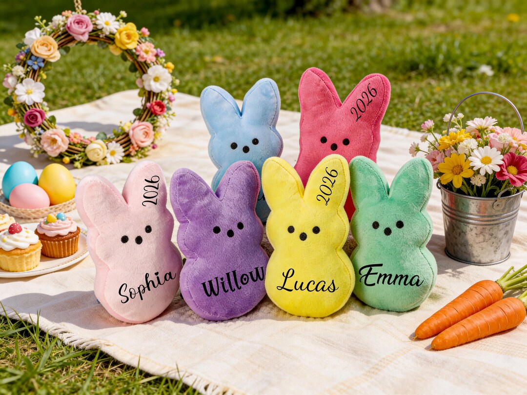 Personalized Peep Bunny Plush,custom Name Easter Rabbit,2026 Easter ...
