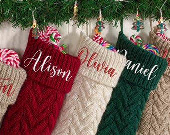 Personalized Embroidered Christmas Stockings, Custom Monogram Knitted ...