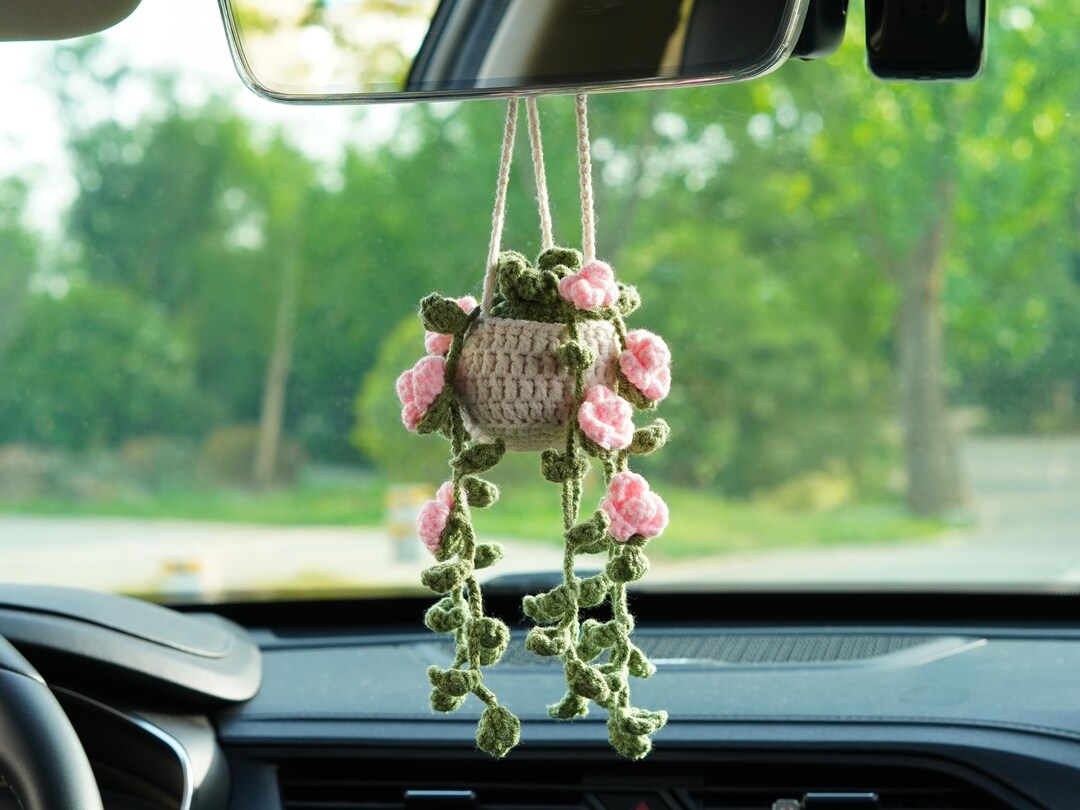 Personalized Plant Car Hanging Accessories,adorable Crochet Flower Car ...