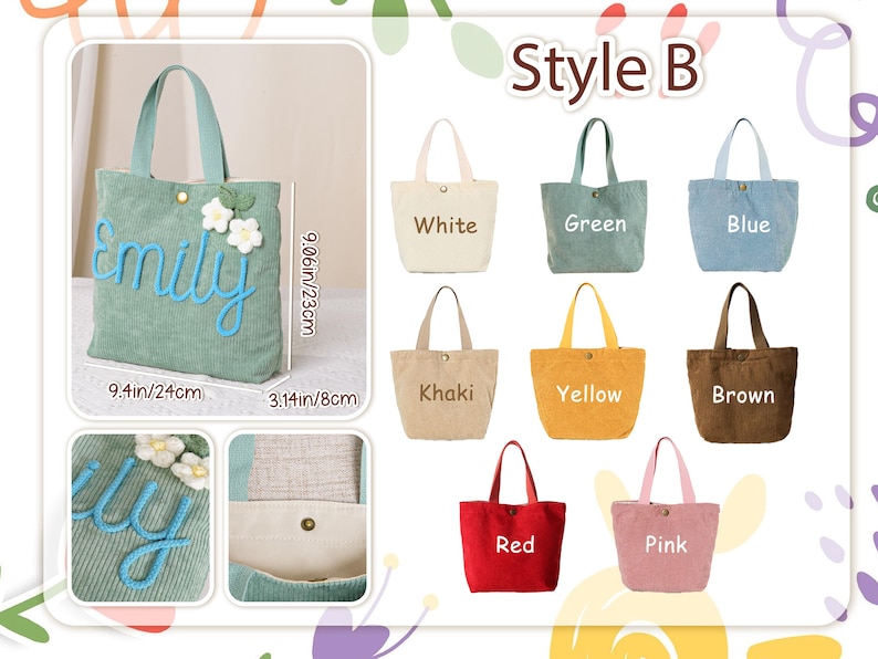 Personalized Name Handbag, Custom Name Tote Handbag,handbag for Kids ...