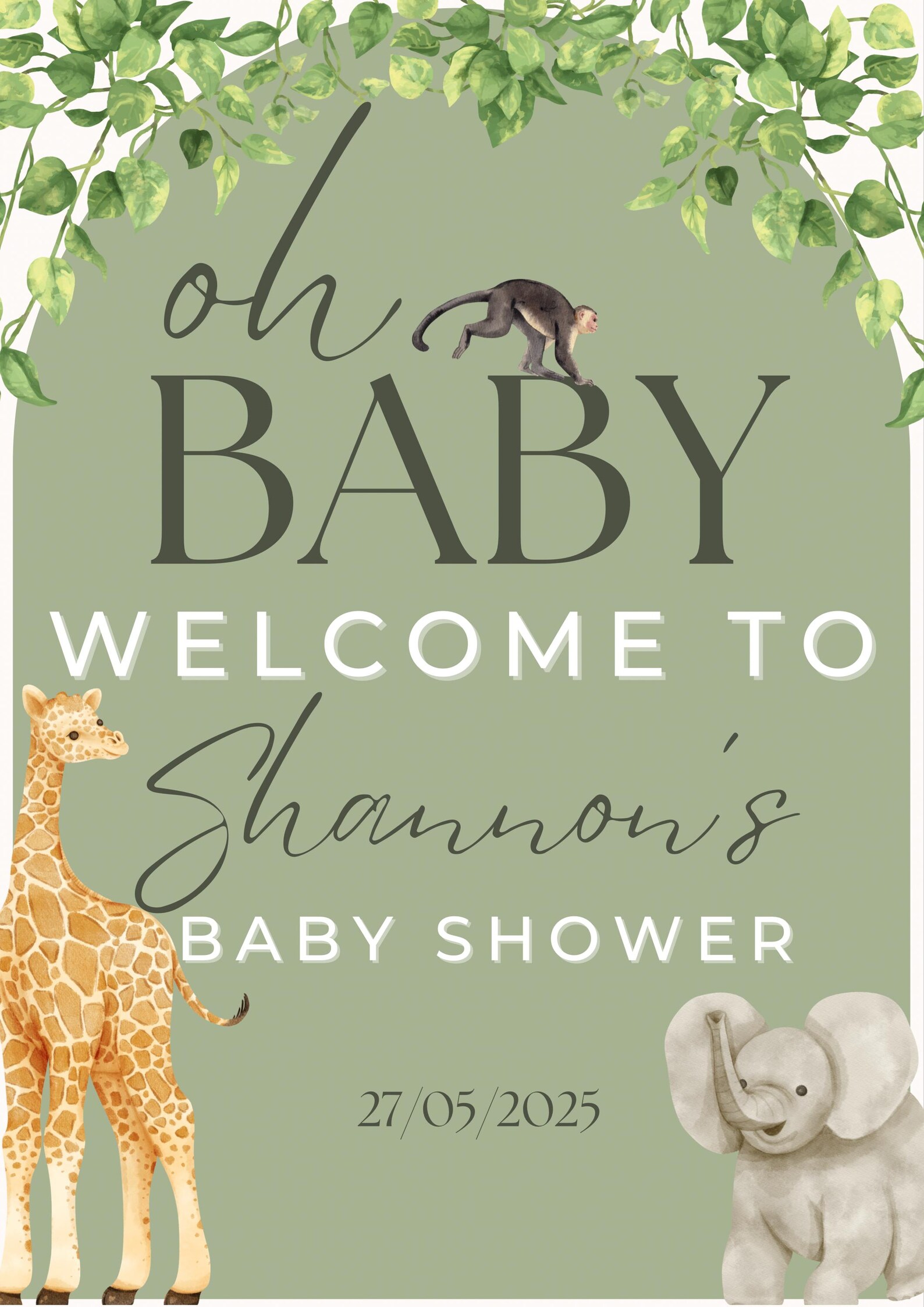 Baby Shower Welcome Sign | Safari Theme | A1 | Editable Download - Etsy