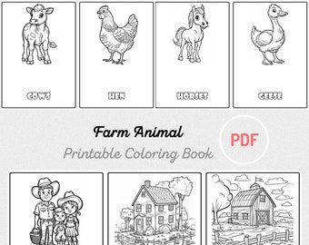 Farm Animal Coloring Pages for Kids, Farm Activity Sheet, Farm Birthday ...